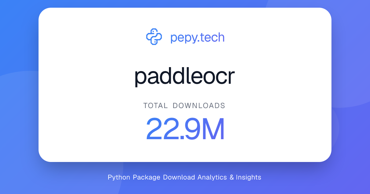 paddleocr · 21.1M downloads on PyPI